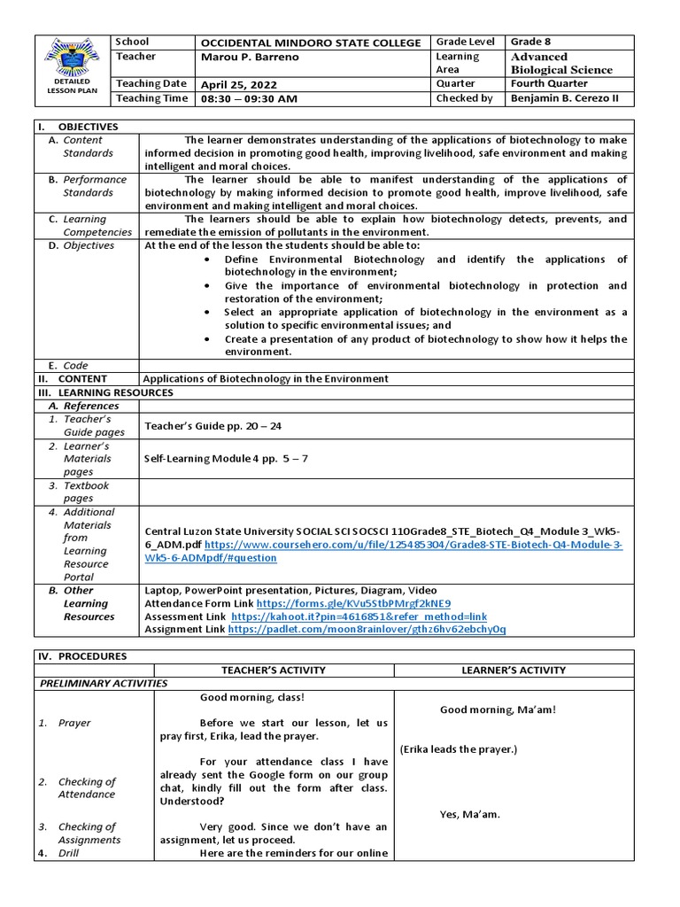 FIN - Barreno - DLP - AdvBioSci - Grade 8 - Applications of ...