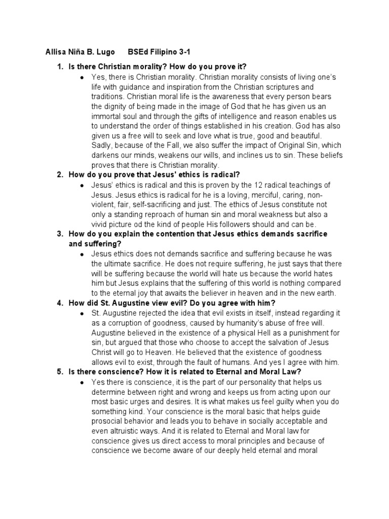 Christian Morality | PDF | Conscience | Good And Evil