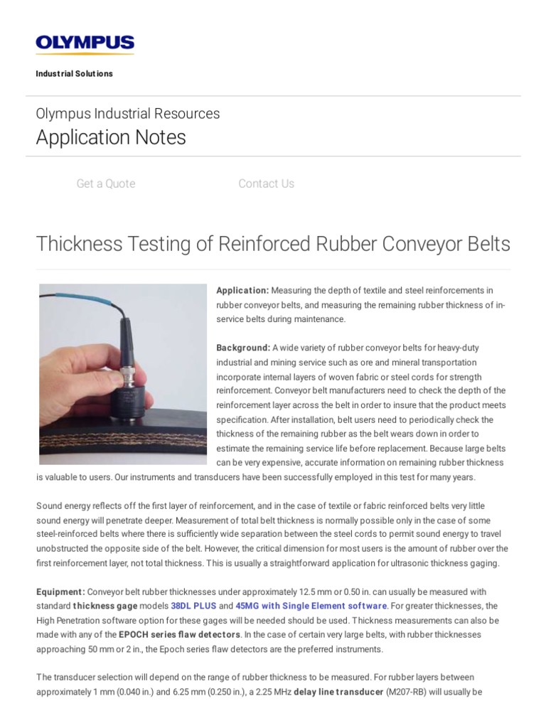 Thickness Testing of Reinforced Rubber Conveyor Belts | PDF ...