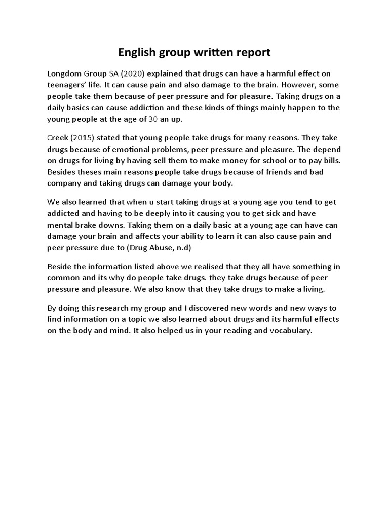 English Group Written Report | PDF