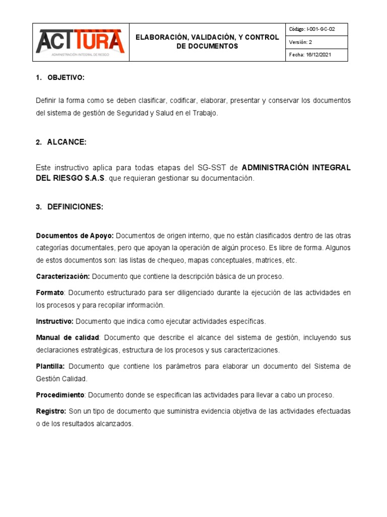 I-001-St-02-Elaboración, Validación, y Contro de Documentos | Descargar ...