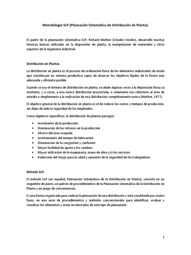 Ejemplo SLP Planeación Sistemática de Distribución de Planta | PDF | Planificación | Ingeniería ...