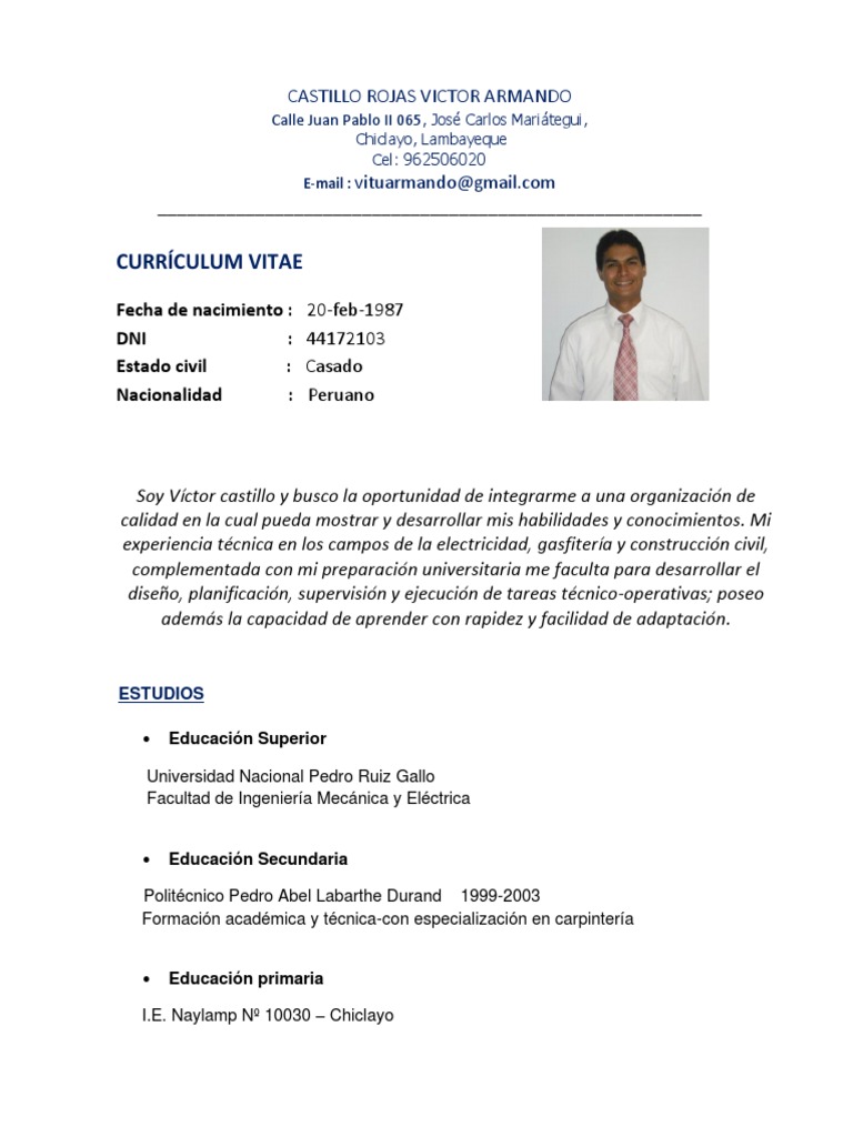 CV - Victor Castillo Rojas | PDF | Ingeniería
