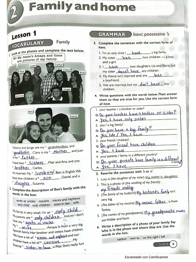 UNIT 2. Family and Home, Lesson 1,2,3, Vocabulary PLUS | PDF
