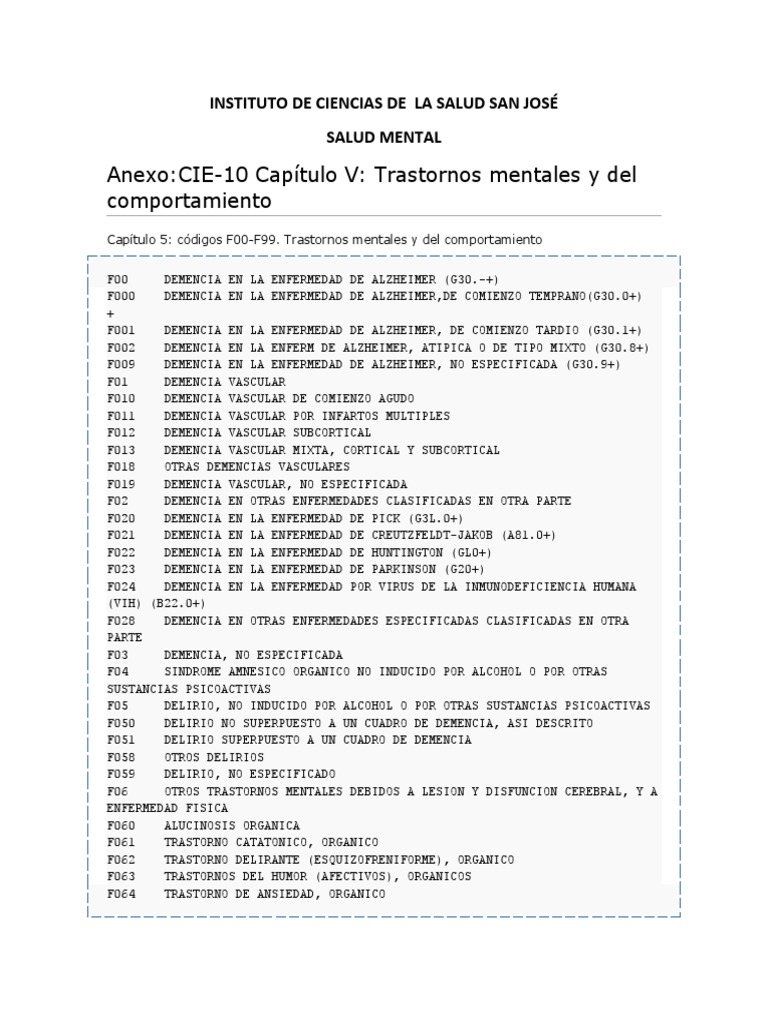 Clasificación CIE-10 de Trastornos Mentales | PDF | Trastornos del estado de ánimo | Manía