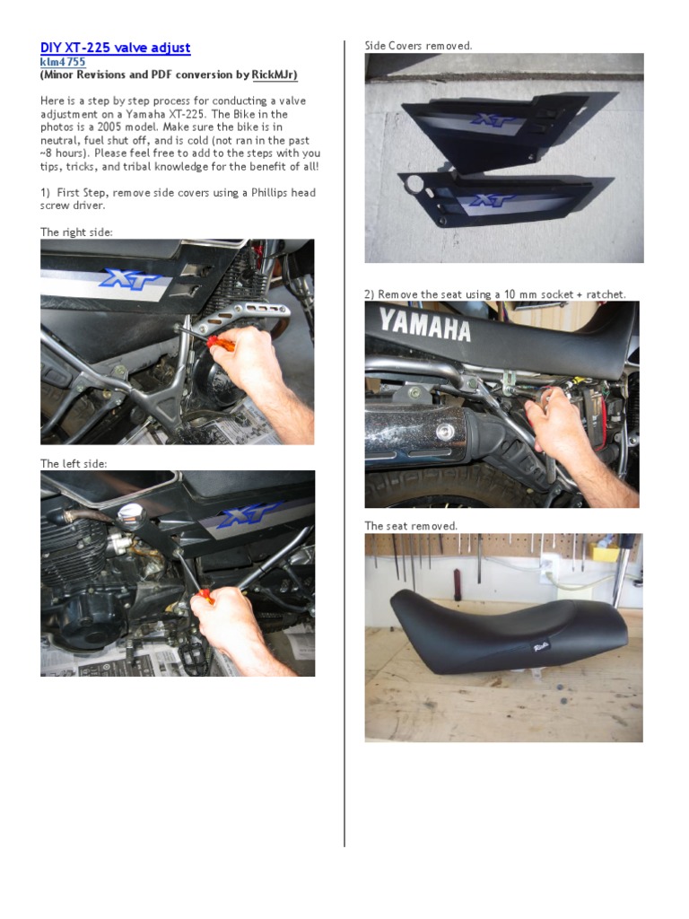 XT-225 Valve Adjustment Guide | PDF | Mechanical Engineering ...