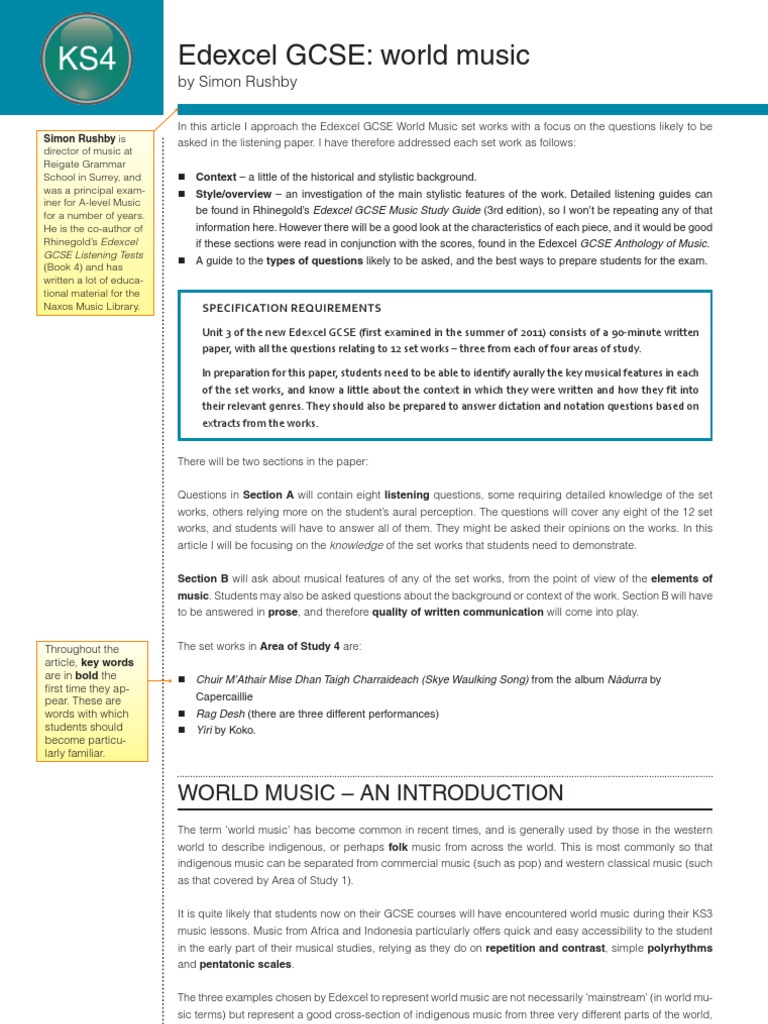Edexcel GCSE World Music Analysis Guide | PDF | Rhythm | Burkina Faso