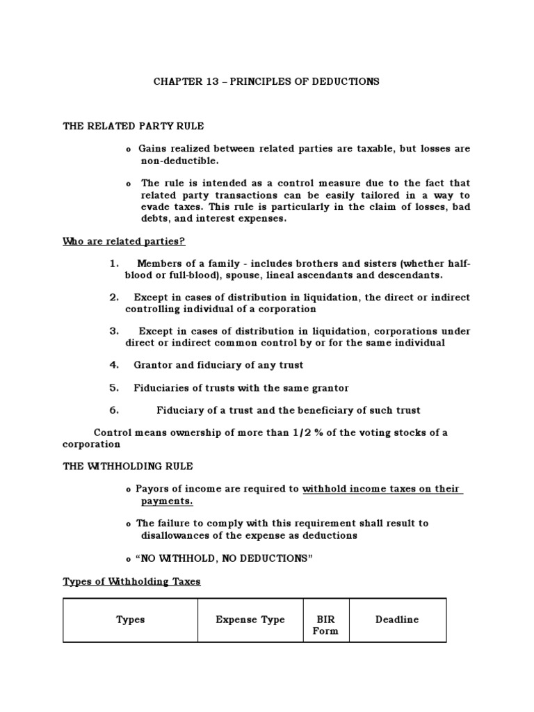 Chapter 13 Principles of Deductions 4 | PDF | Tax Deduction | Expense