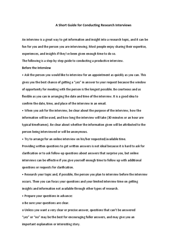 Guide For Conducting Interviews | PDF | Interview | Psychological Concepts