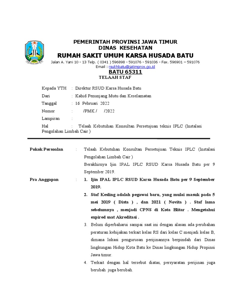 Konsultan Izin IPLC RSUD Karsa Husada | PDF