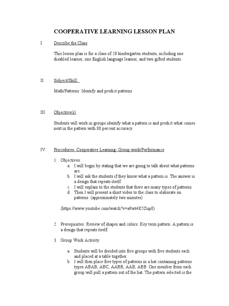 Cooperative Learning Lesson Plan | PDF | Lesson Plan | Learning