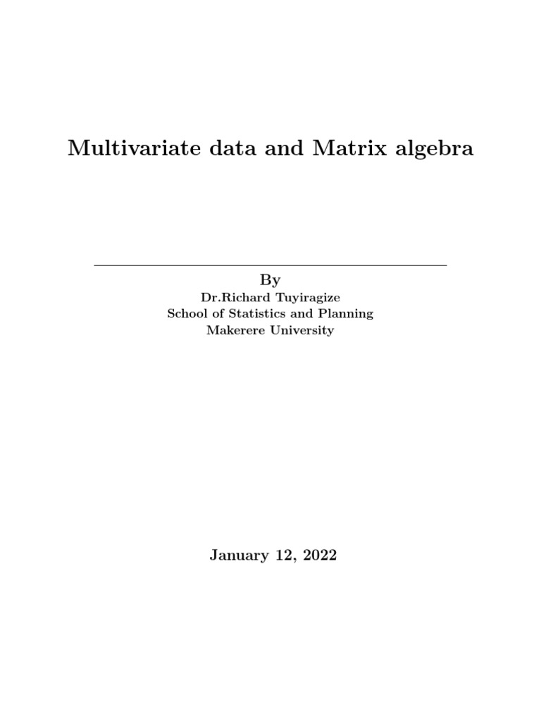 Section 1 - Multivariate Data and Matrix Algebra | PDF | Eigenvalues ...