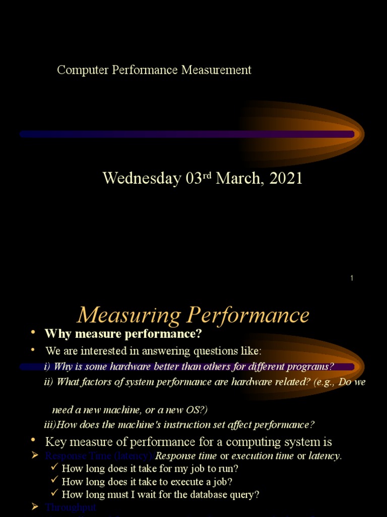 Wednesday 03 March, 2021: Computer Performance Measurement | PDF | Hertz | Central Processing Unit