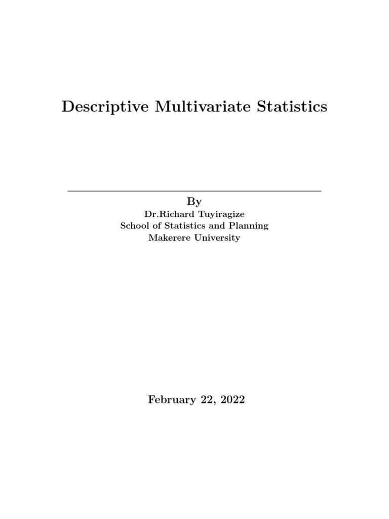 Section 2 - Descriptive Multivariate Statistics | PDF | Covariance Matrix | Variance