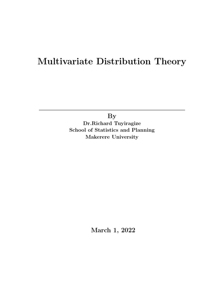Section 3 - Multivariate Distribution Theory | PDF | Probability ...