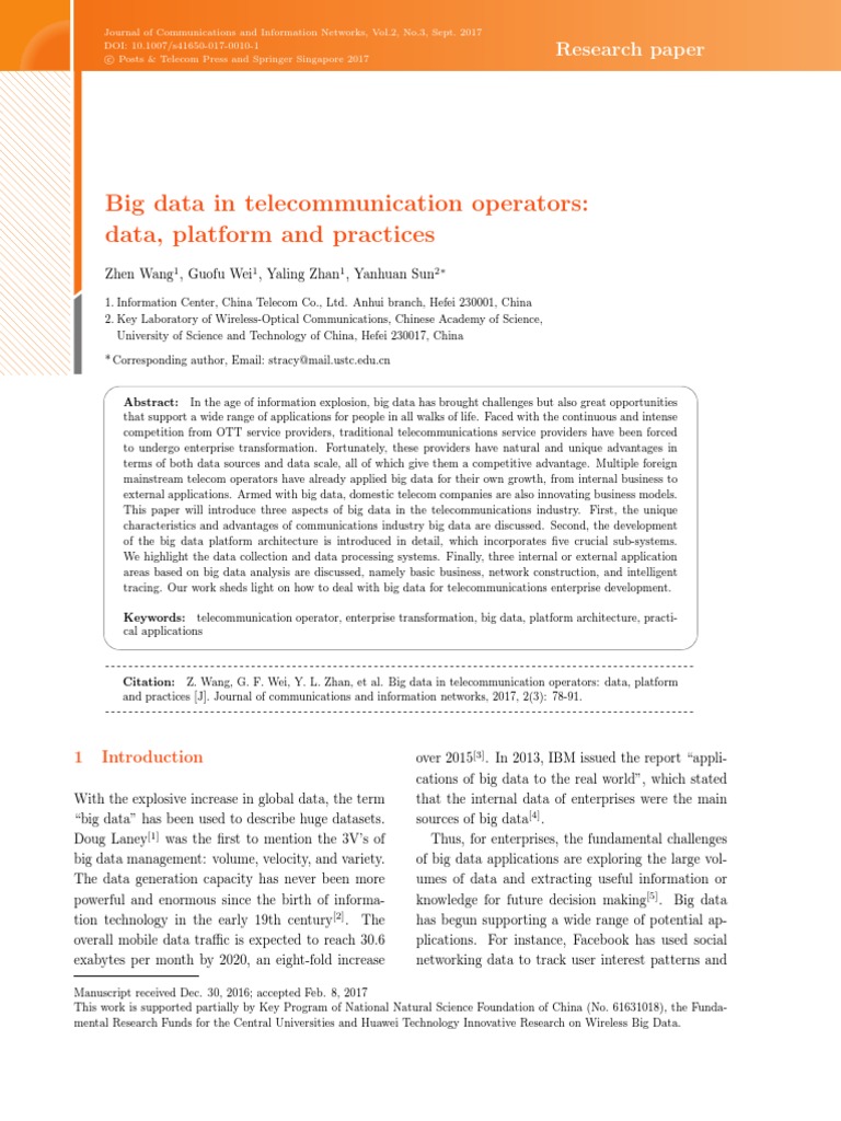 Big Data in Telecommunication Oper | PDF | Databases | Big Data