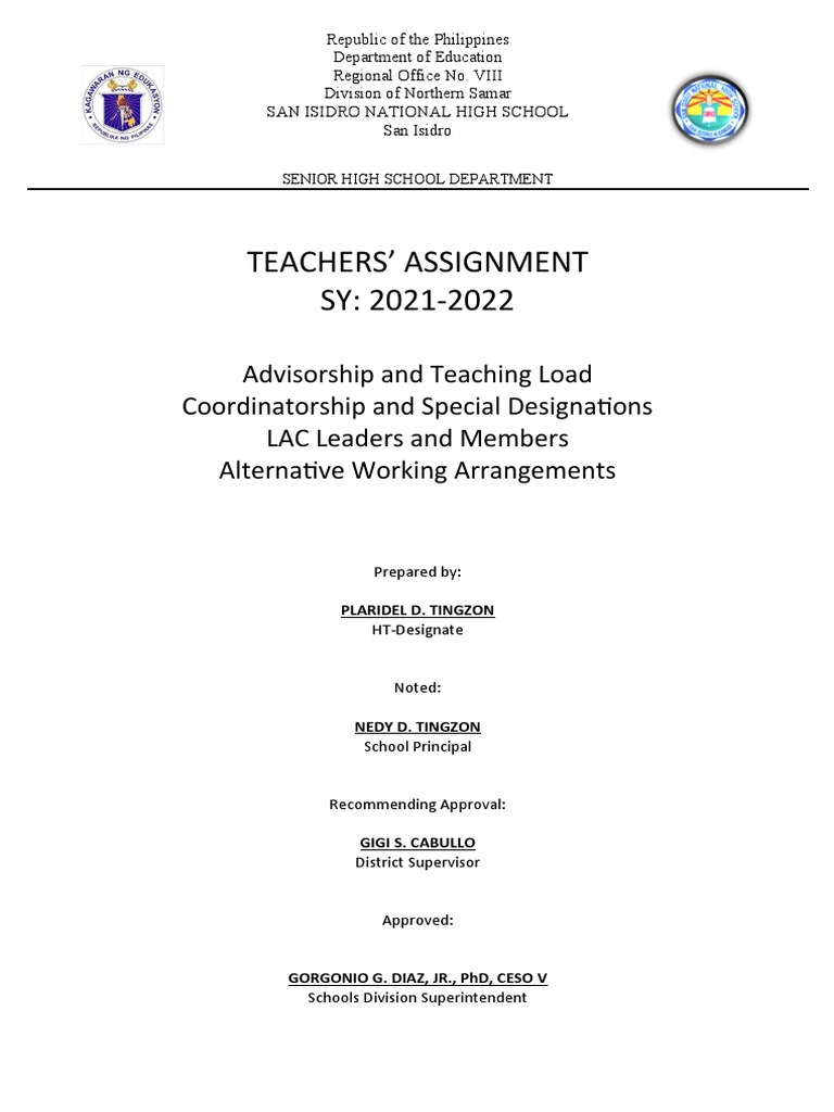 Schedule Teaching Load Etc | PDF | Science