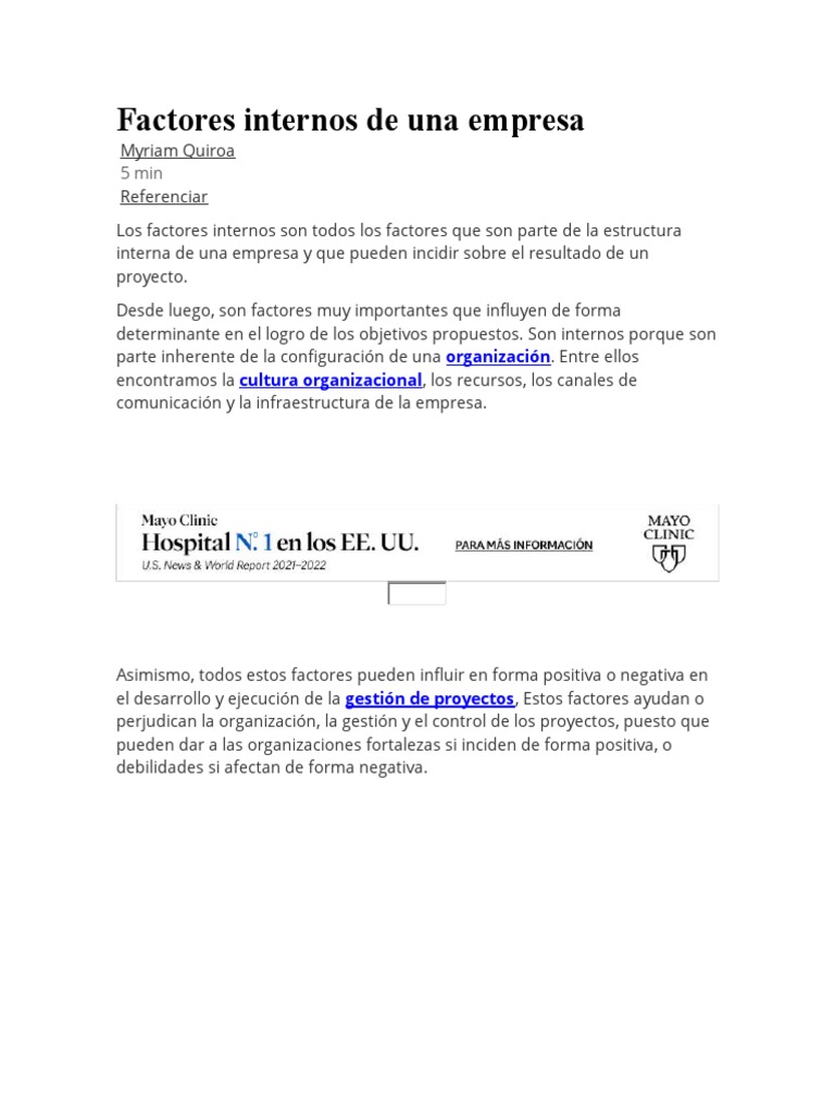 Factores Internos de Una Empresa | PDF | Gestión de recursos humanos | Business