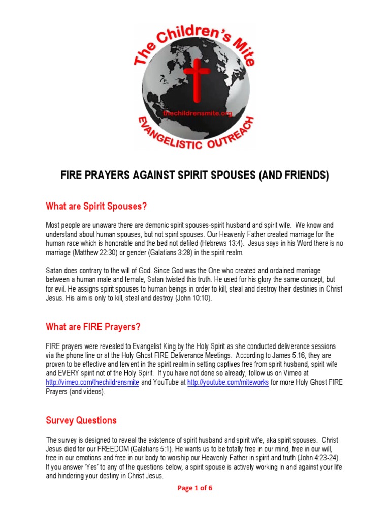 Fire Prayers Against Spirit Spouses (And Friends) | PDF | Deliverance ...