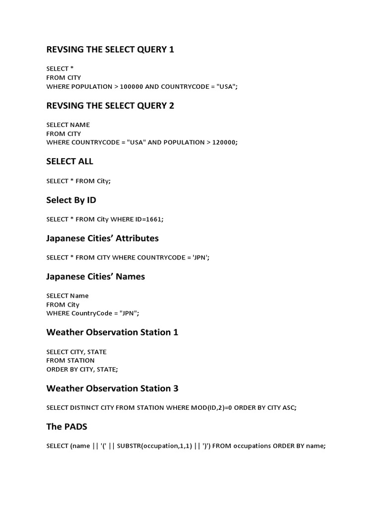 Hackerrank Solution | PDF | Databases | Information Retrieval