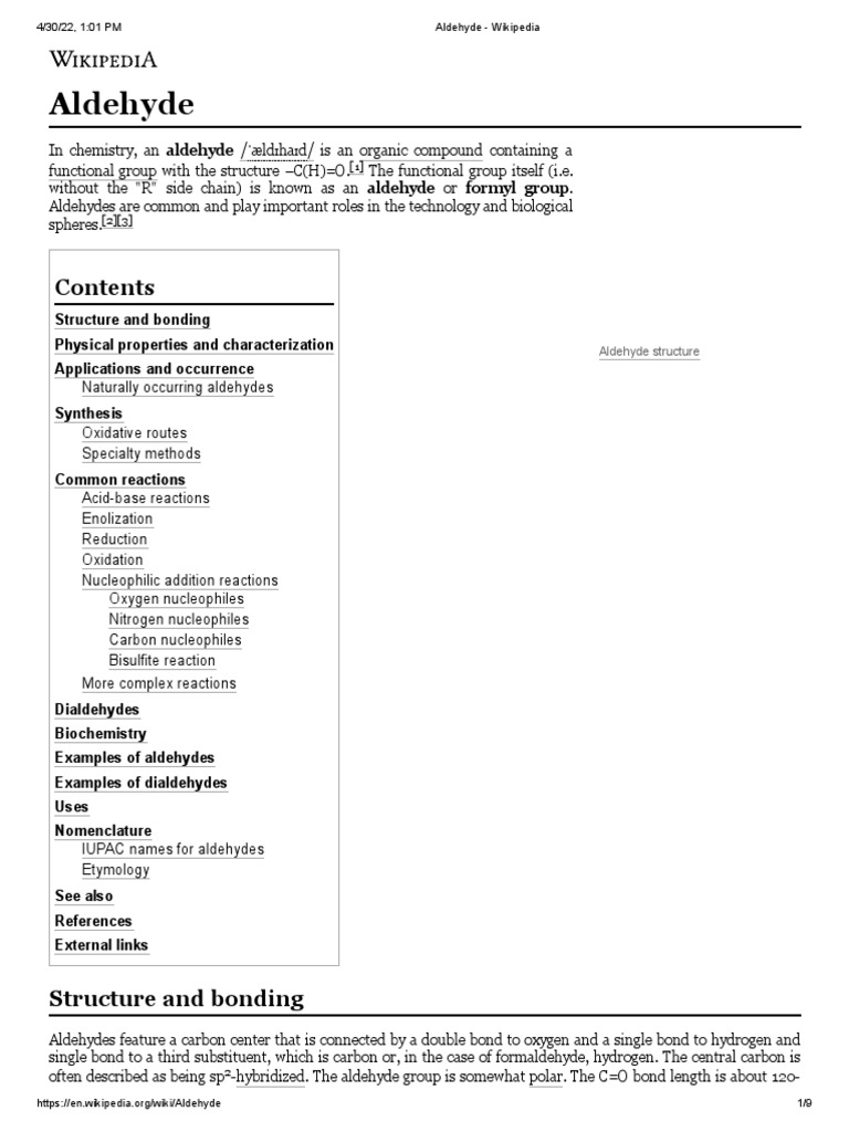 Aldehyde: Structure and Bonding Physical Properties and ...
