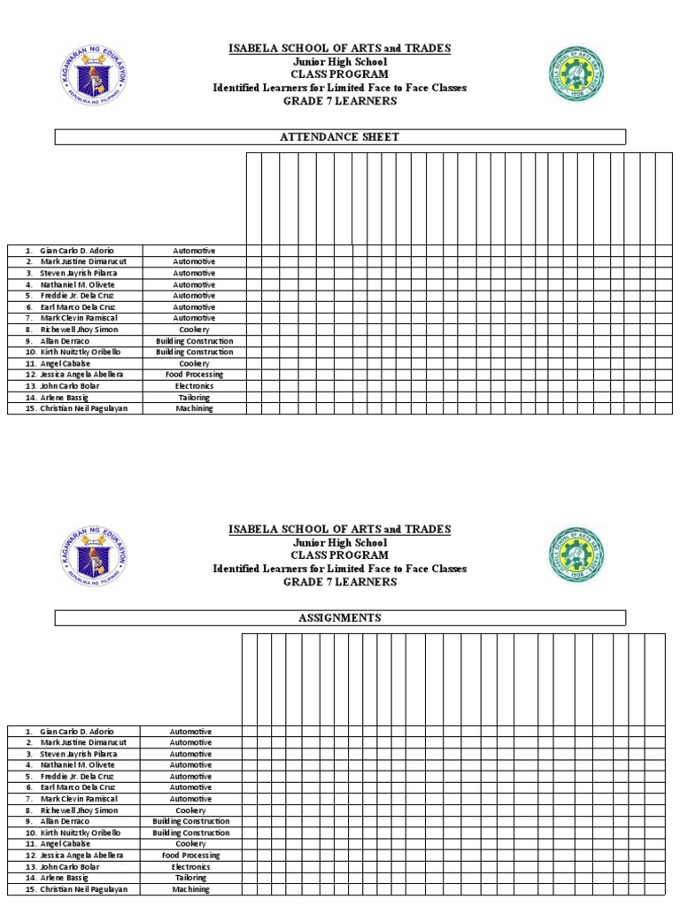 Grade 7 List Face To Face | PDF | High Schools And Secondary Schools ...