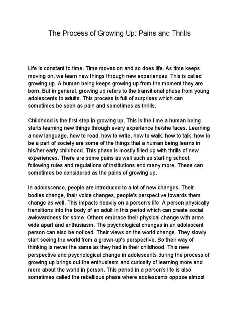Tmu The Process of Growing Up - Pains and Thrills | PDF | Adolescence ...