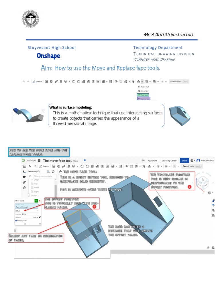 Onshape Lesson 33 Surface Modeling Basics - The Move and Replace Face ...