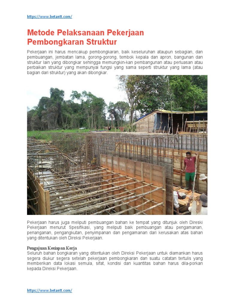 Metode Pelaksanaan Pekerjaan Pembongkaran Struktur | PDF