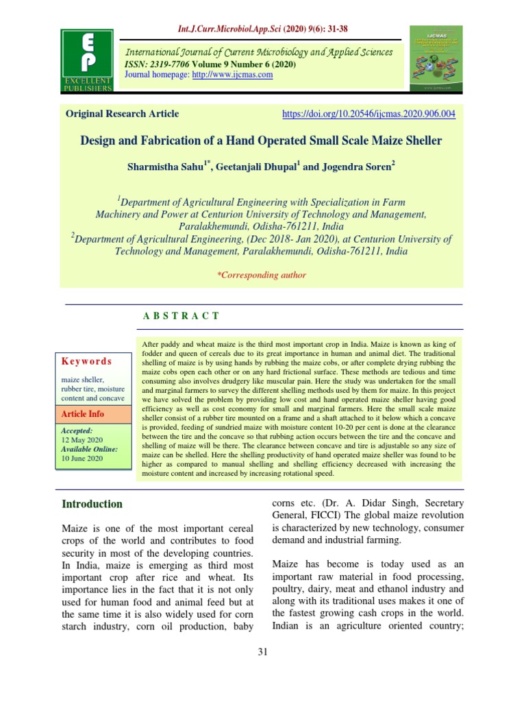 Hand Operated Maize Sheller Design | PDF | Maize | Agriculture