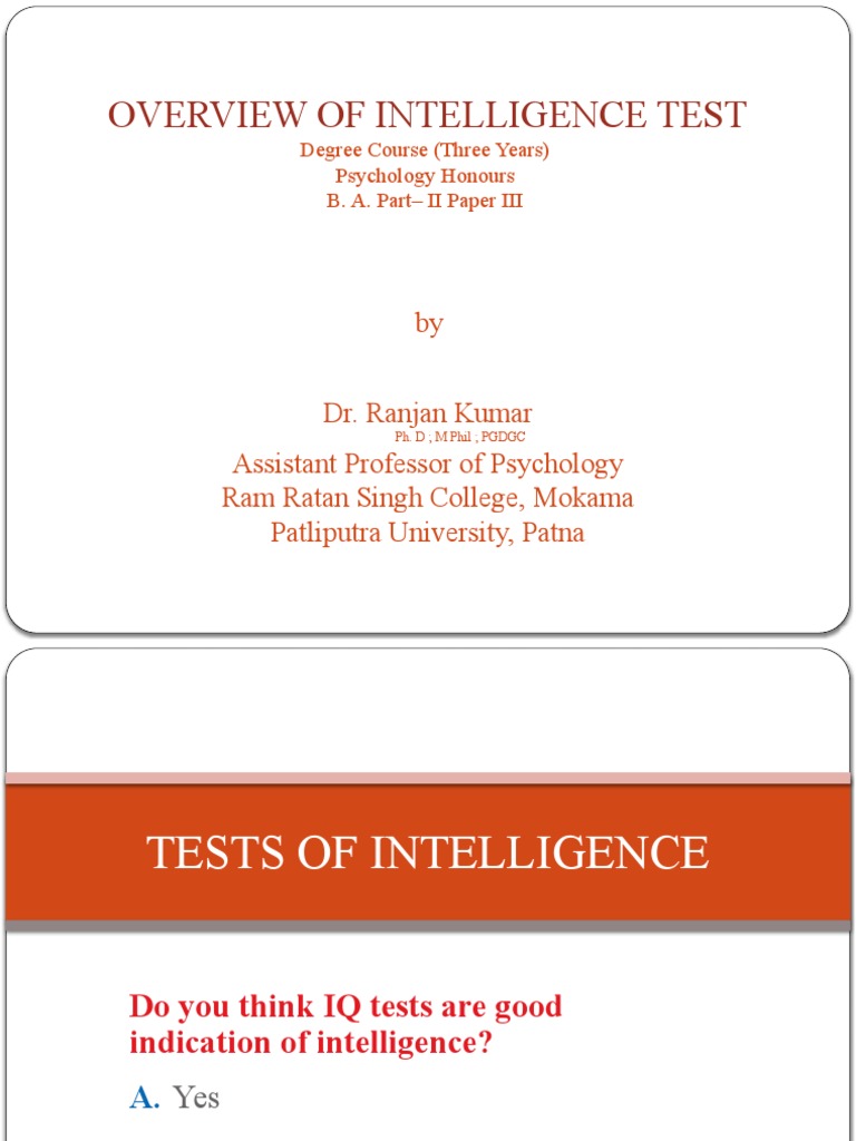 1415483027overview of Intelligence Assessment | PDF | Wechsler Adult ...