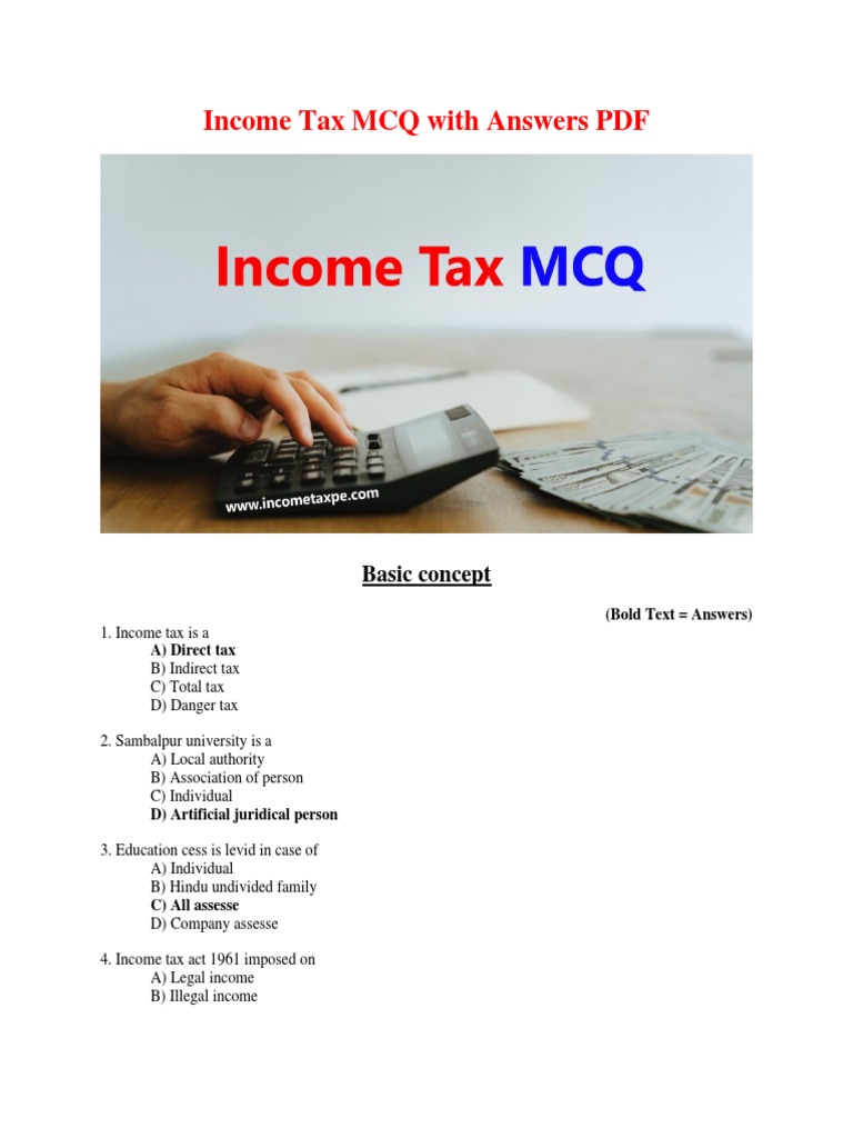 Income Tax MCQ With Answers PDF | PDF | Capital Gain | Capital Gains Tax