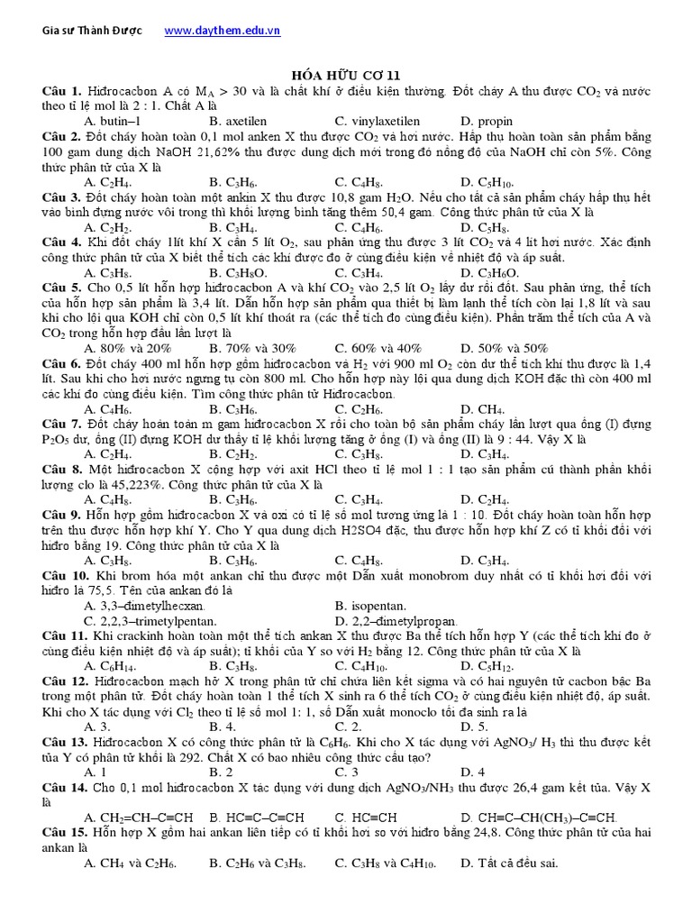 On Tap Huu Co Hay Bai Tap Hoa Huu Co 11 | PDF