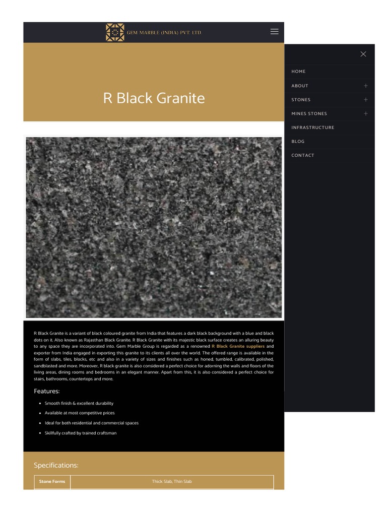 Rajasthan Black Granite Suppliers | PDF | Granite | Countertop
