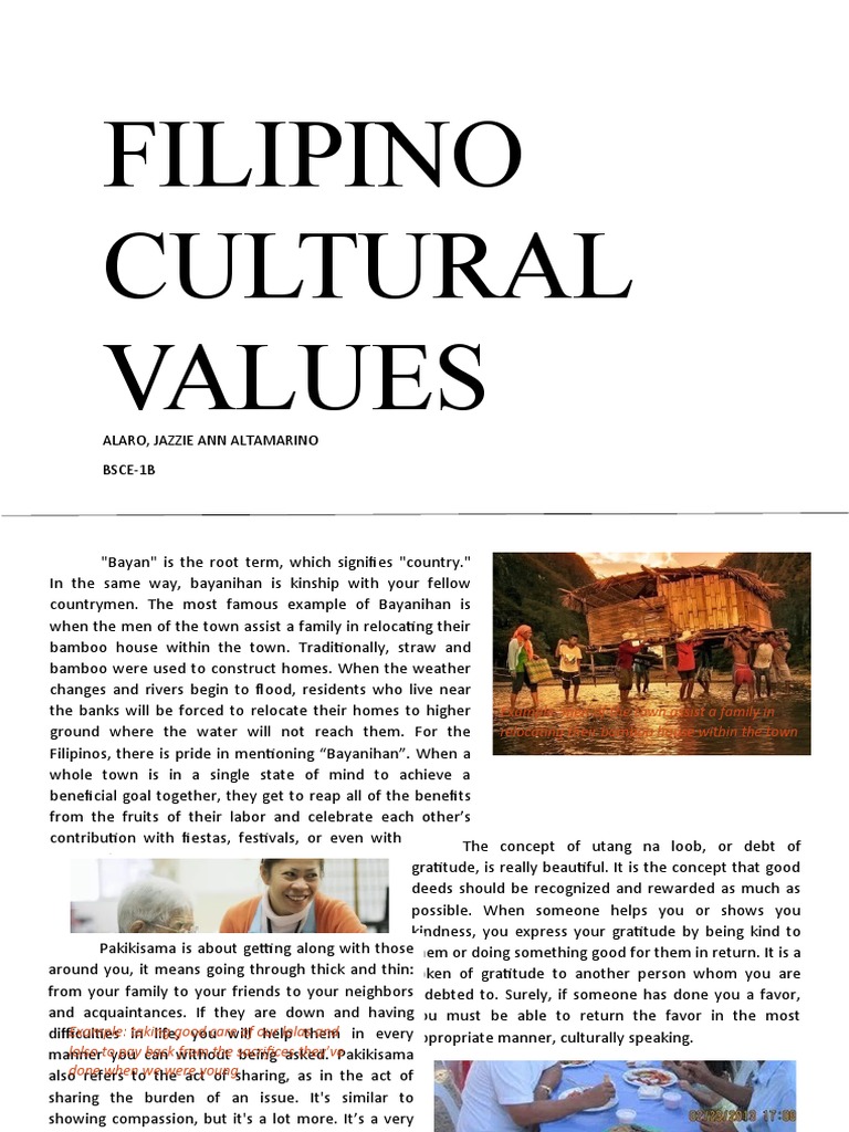 Filipino Cultural Values: Bayanihan, Pakikisama, Utang na Loob, and ...