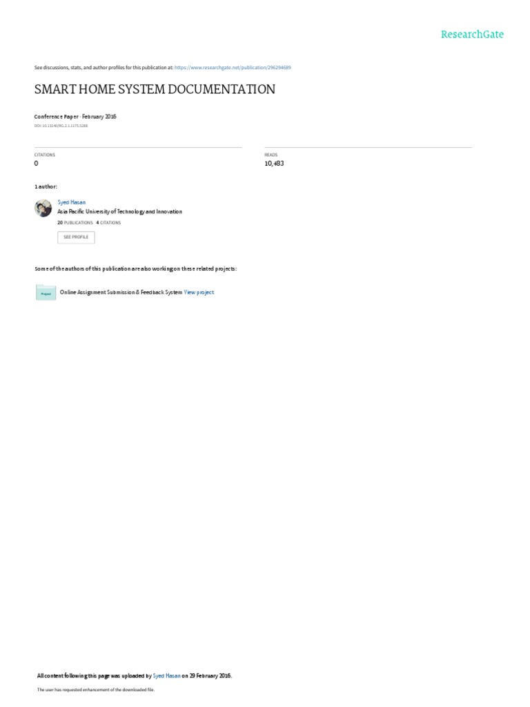 Smart Home System Documentation February 2016 Pdf Transmission