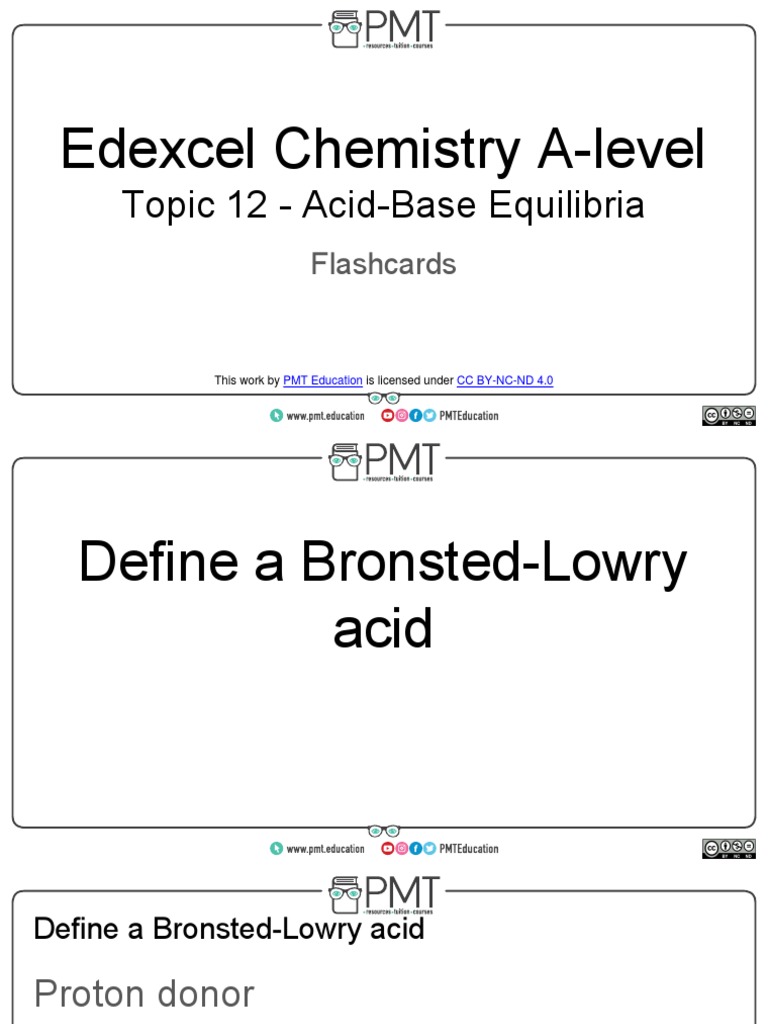 Flashcards - Topic 12 Acid-Base Equilibria - Edexcel Chemistry A-Level ...
