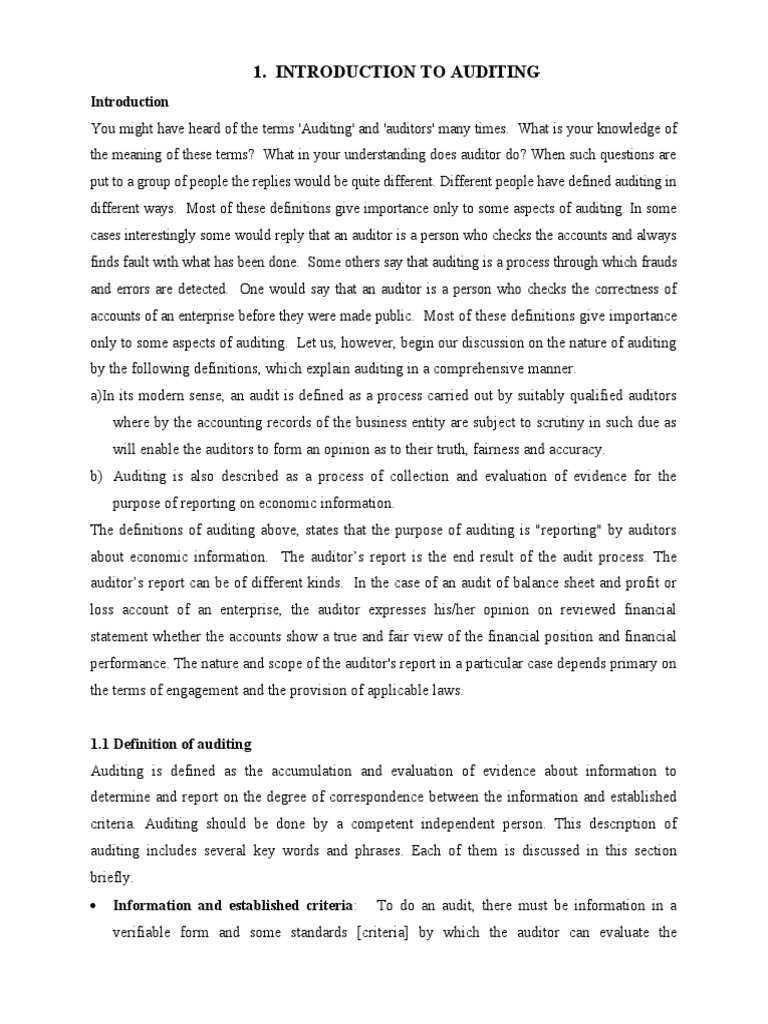 An Introduction to Auditing: Defining Auditing, Explaining the Audit Process, and Introducing ...