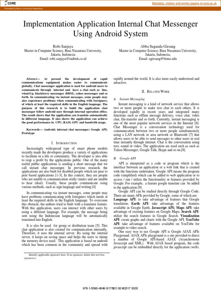 Implementation Application Internal Chat Messenger Using Android System | PDF | Ajax ...