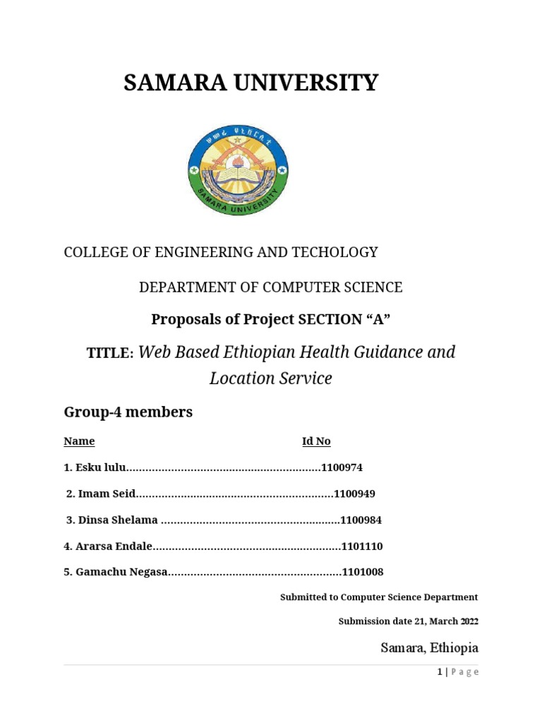 Samara University: Web Based Ethiopian Health Guidance and Location Service | PDF | Object ...