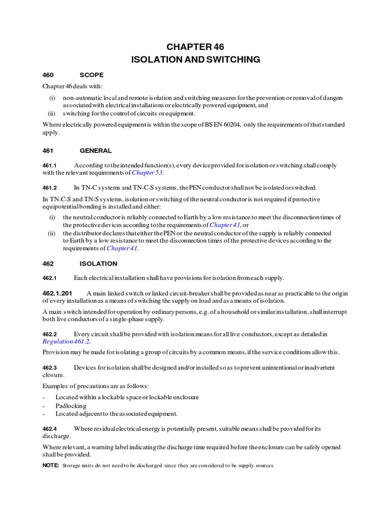 BS 7671 - Chapters 46 To 55 - Draft For Public Consultation | Download ...