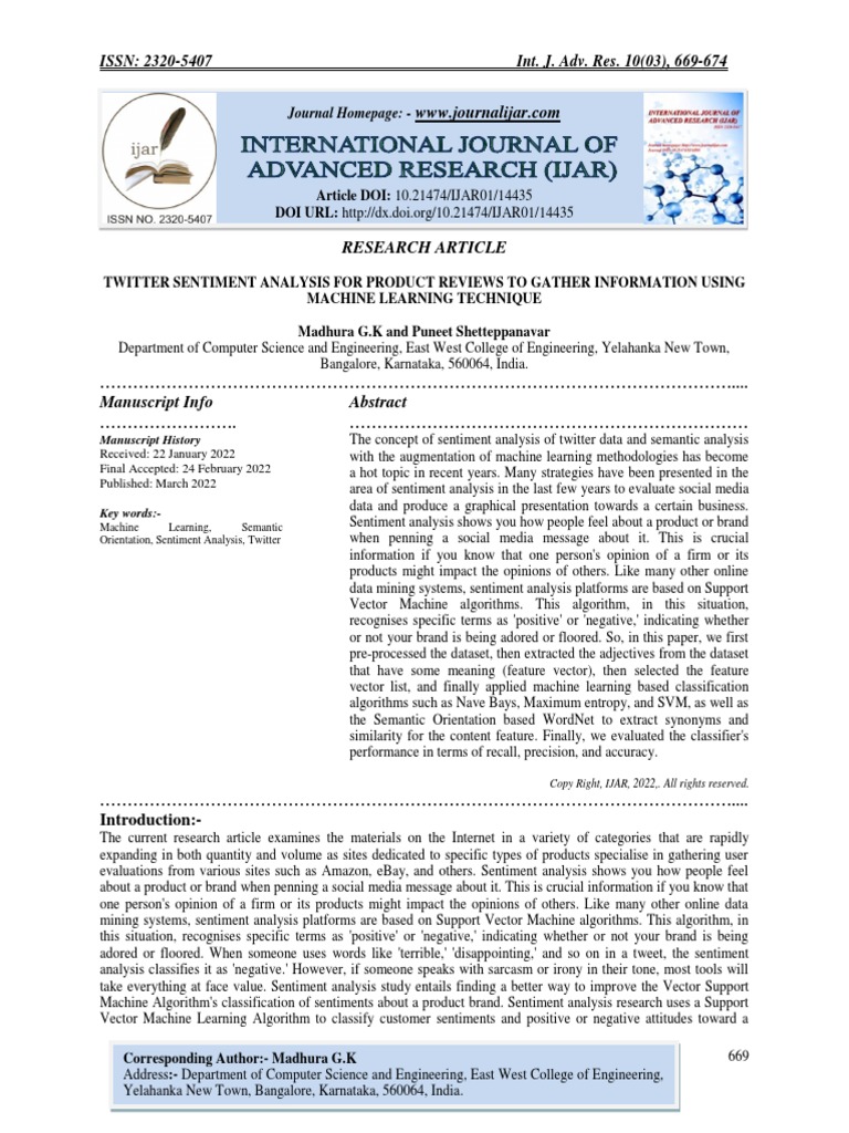 Twitter Sentiment Analysis For Product Reviews To Gather Information Using Machine Learning ...