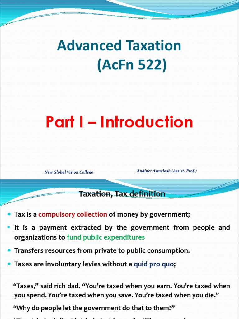 Part I Introduction To Taxation | PDF | Taxes | Public Finance