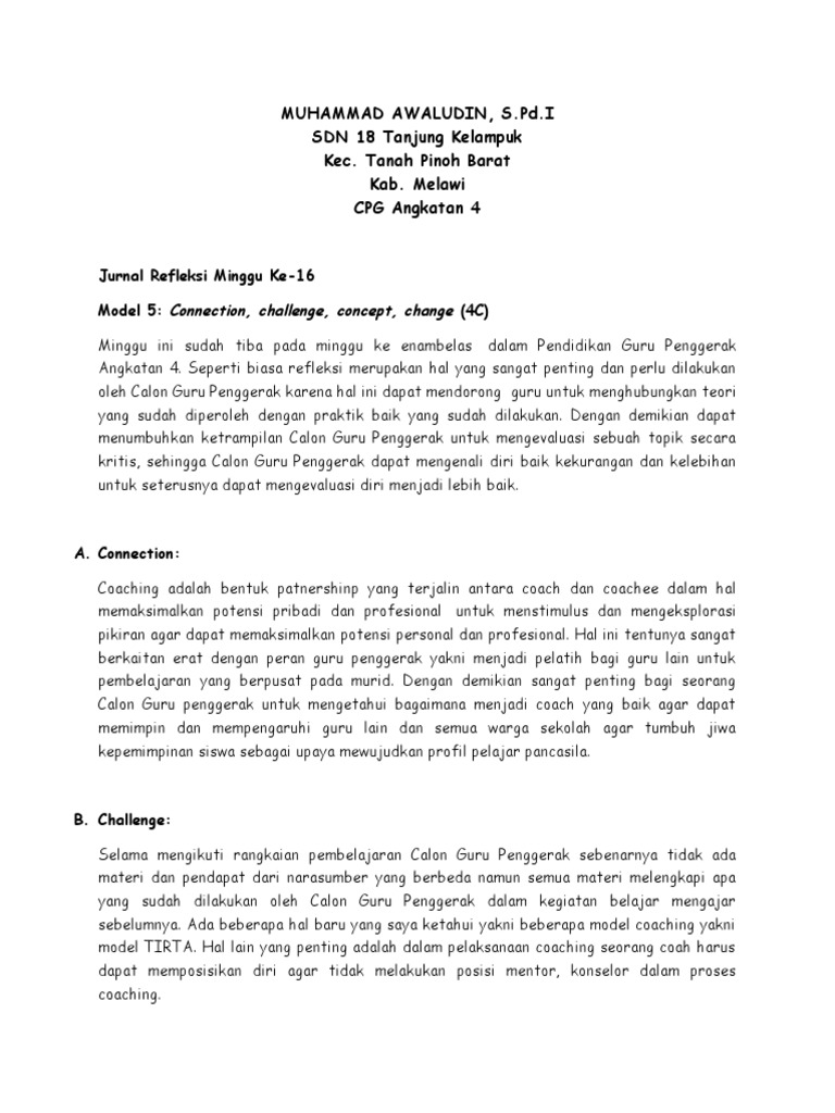 Jurnal Refleksi Minggu K16 | PDF