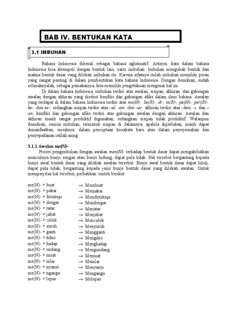 Bab Iv Bentukan Kata | PDF