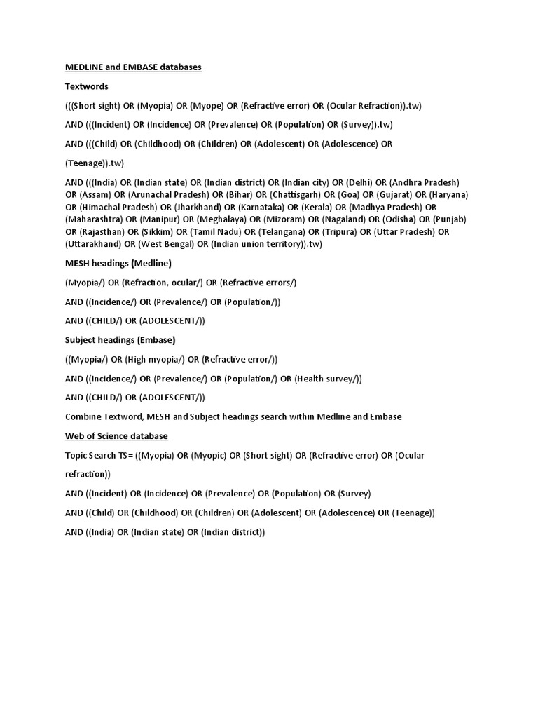 MEDLINE and EMBASE Databases Textwords | PDF