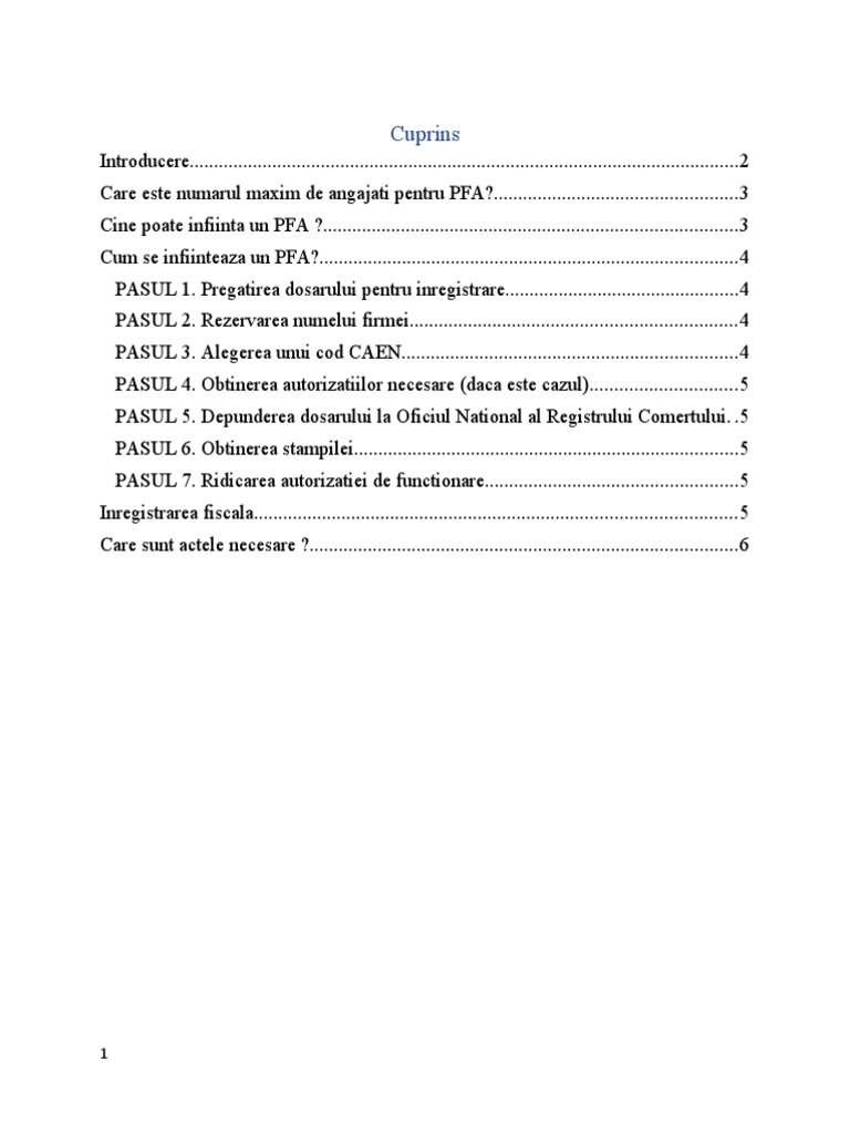 2 Infiintare Pfa Proiect, Polei Catalina-Andreia, Grupa 5 FB | PDF