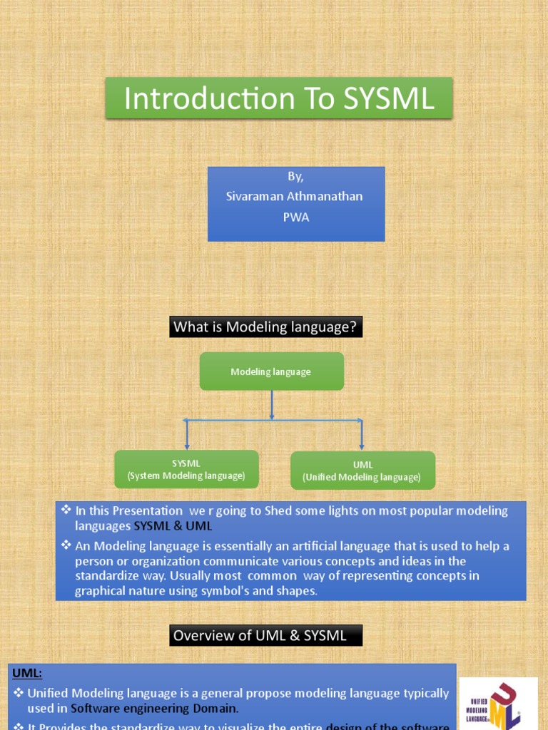 Introduction To SYSML: By, Sivaraman Athmanathan PWA | PDF | Unified ...