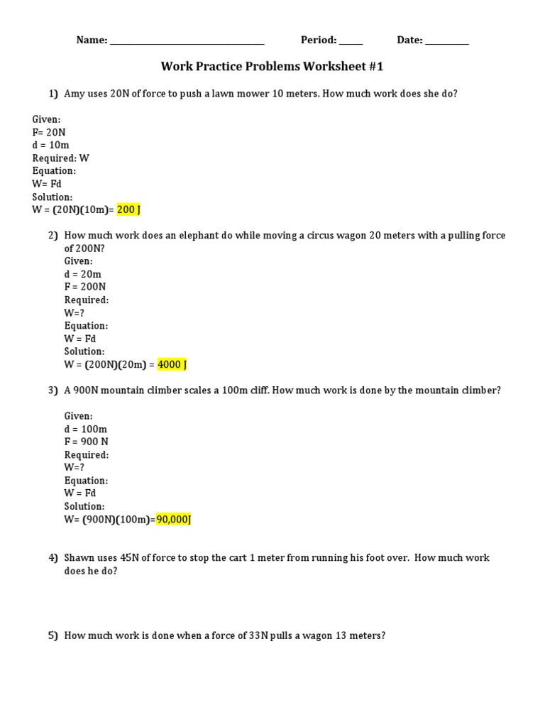 Worksheet Solves Physics Problems | PDF | Force