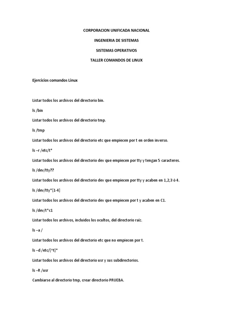 Taller Comandos Básicos de Linux | PDF | Archivo de computadora | Sistema de archivos